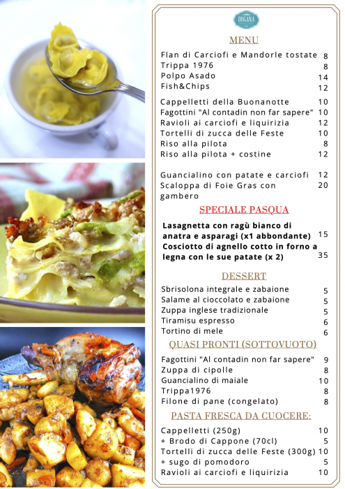 Enoteca Osteria Dogana | Menu Pasqua e Pasquetta